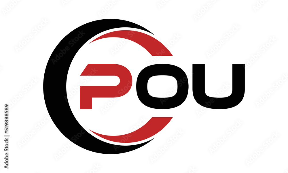POU swoosh three letter logo design vector template | monogram logo ...