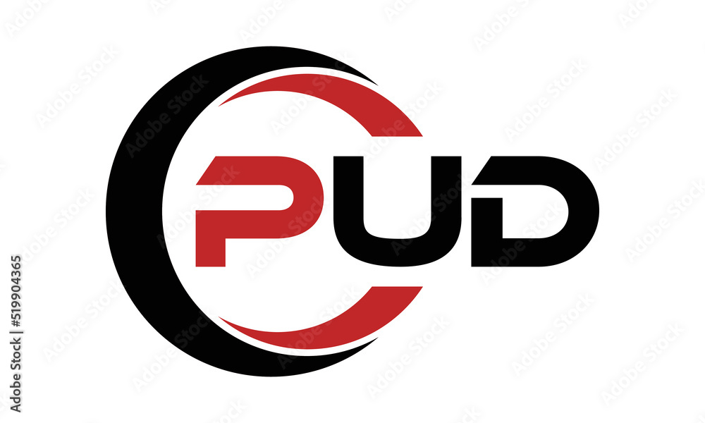 PUD swoosh three letter logo design vector template | monogram logo ...