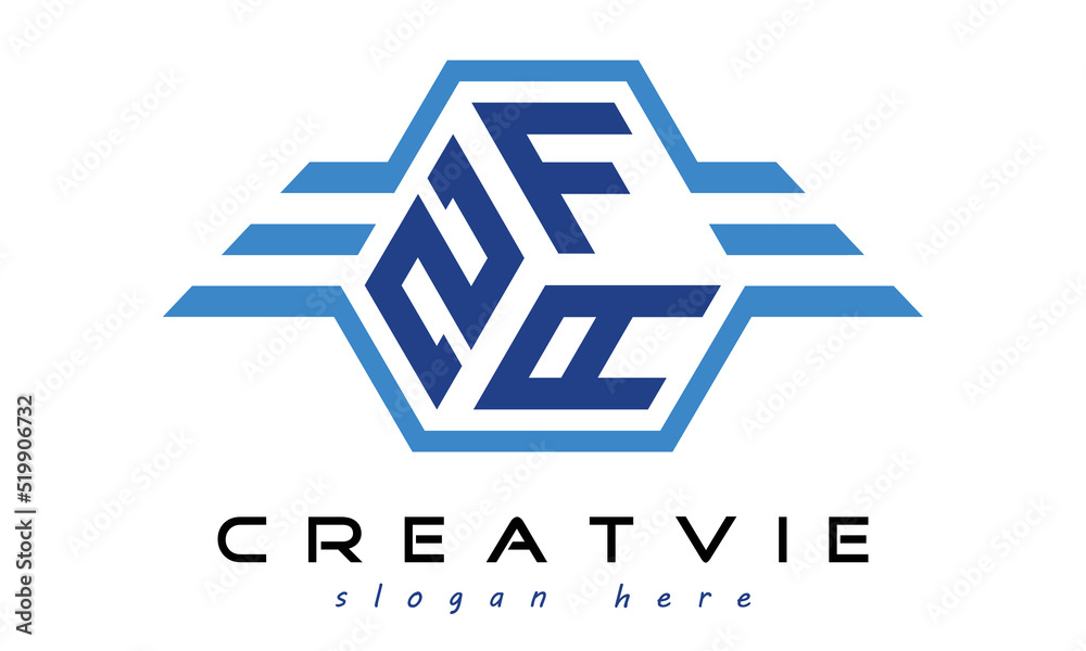 ZFA three letter geometrical wings logo design vector template ...