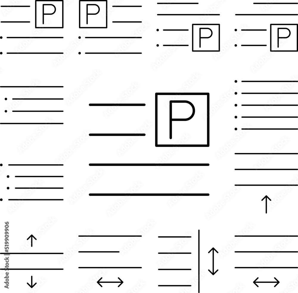 align, inline, right, text icon in a collection with other items Stock ...