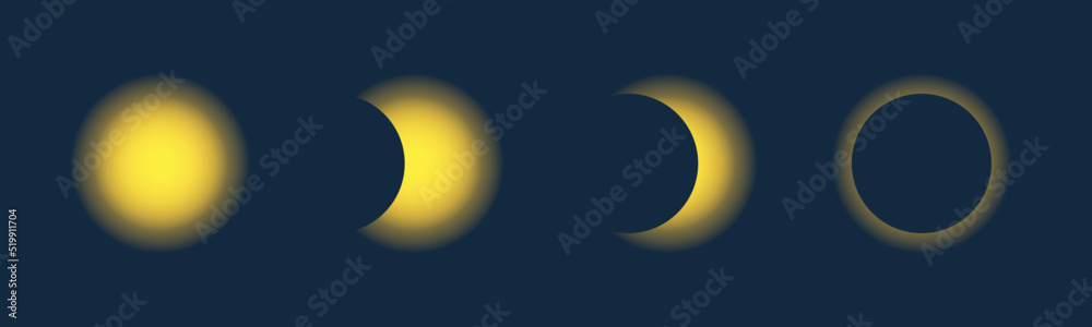 Solar eclipse stages vector illustration. Stock Vector | Adobe Stock