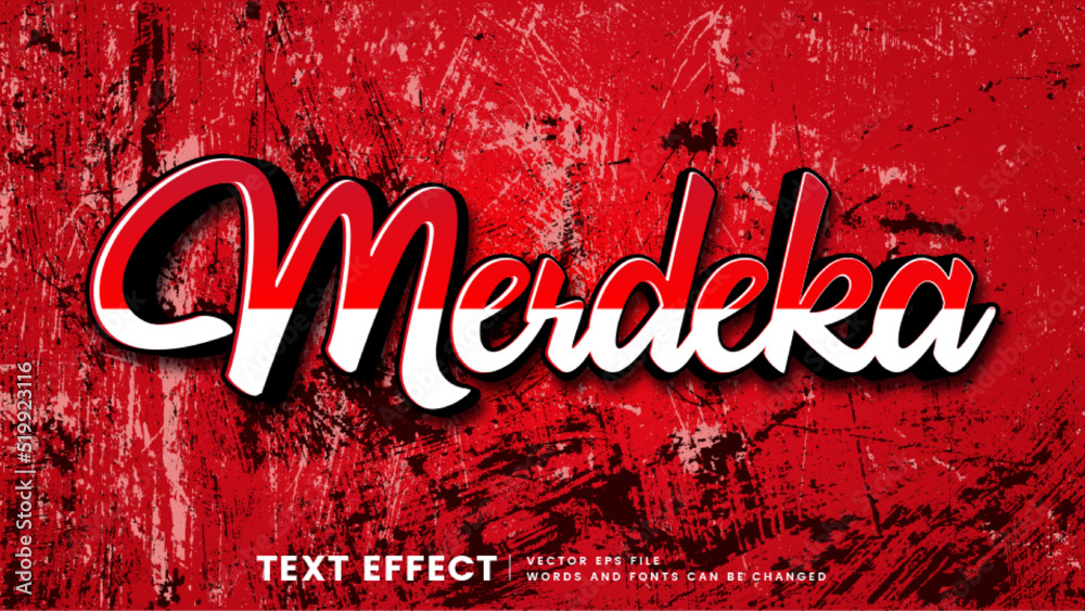 Editable 3d merdeka Indonesia independence day text effect on grunge ...