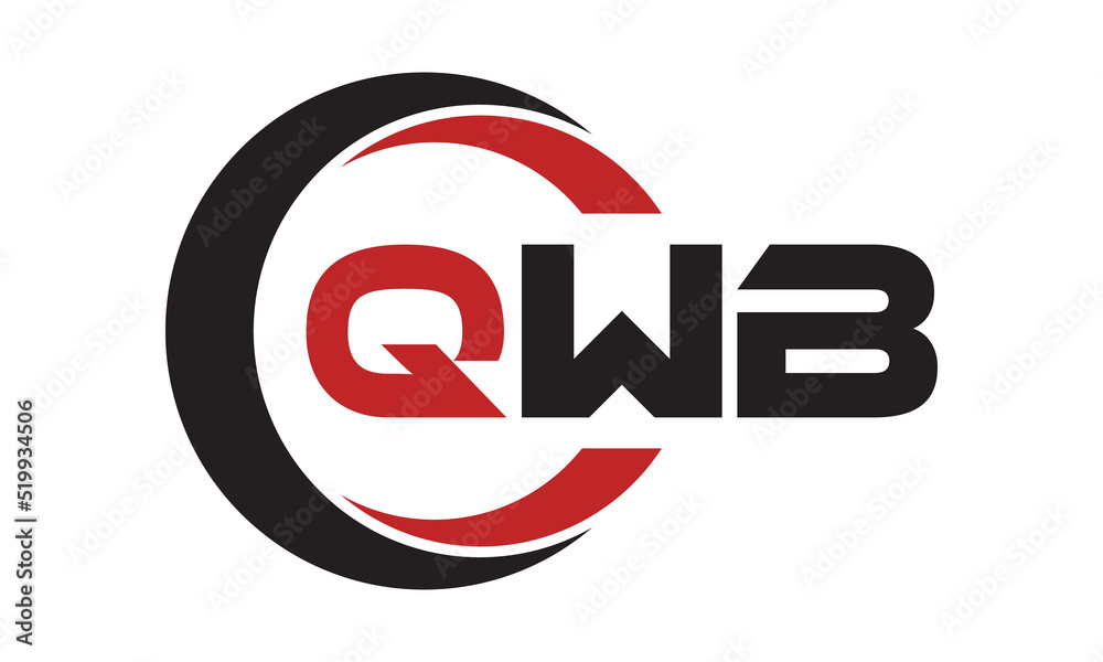 QWB swoosh three letter logo design vector template | monogram logo ...