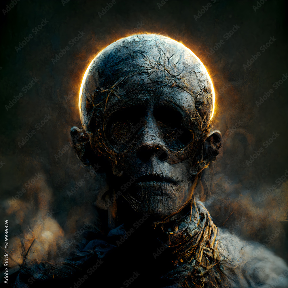 Demonic Monster creature Portrait 3D illustration with dramatic ...