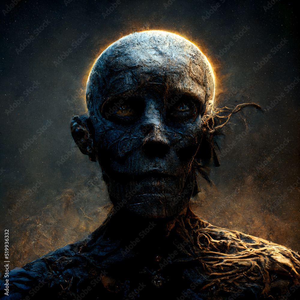 Demonic Monster creature Portrait 3D illustration with dramatic ...