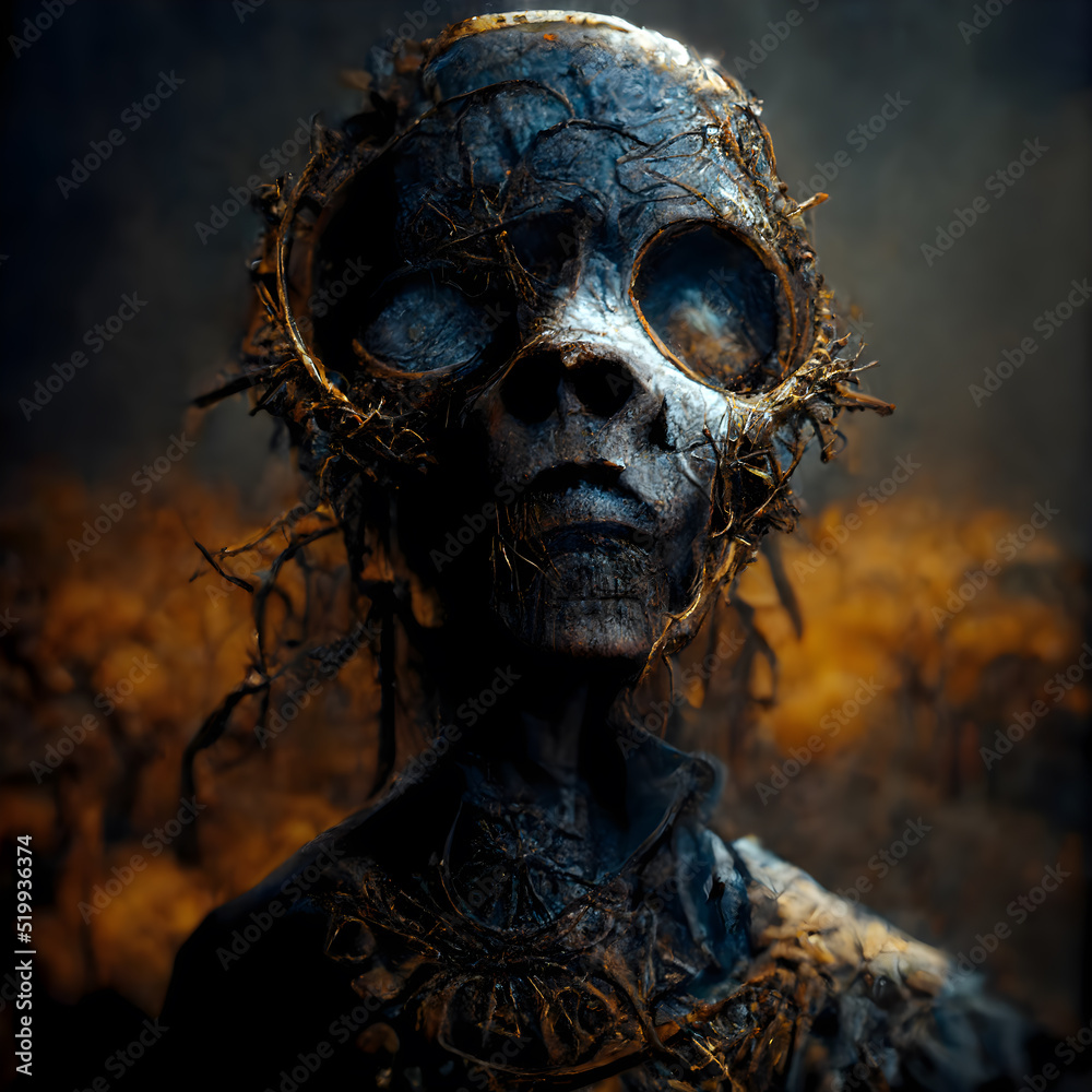 Demonic Monster creature Portrait 3D illustration with dramatic ...
