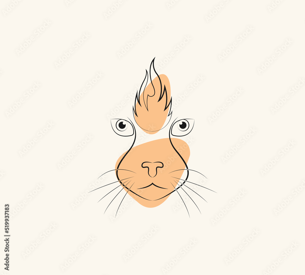 Angry Cat head fire outline vector logo. Abstract color shapes Stock ...