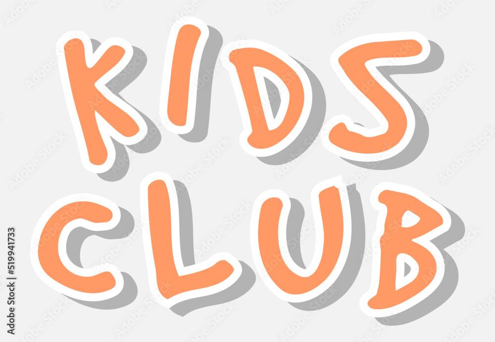 Colorful bright Kids Club message on white background. Vector image ...