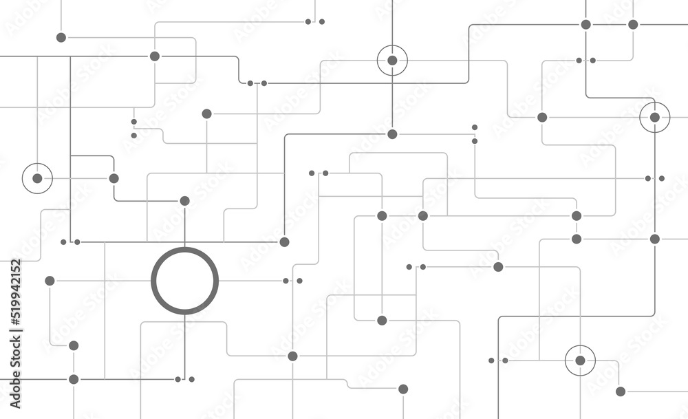 Complex circuit board system connected dots and lines background ...