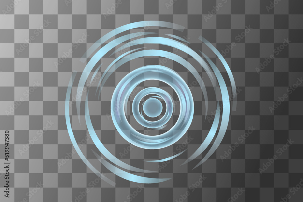 Water ripple on transparent background blue color top view circle water ...