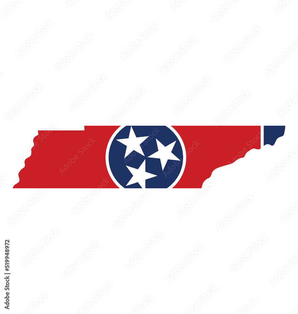tennessee tn state flag in map shape icon Stock Vector | Adobe Stock
