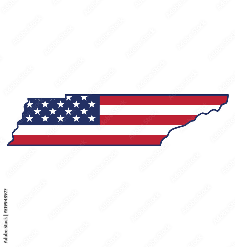 tennessee tn map with usa flag Stock Vector | Adobe Stock