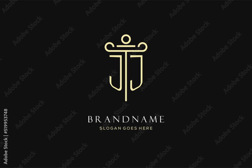 Luxury modern monogram JJ logo for law firm with pillar icon design style Stock Vector | Adobe Stock