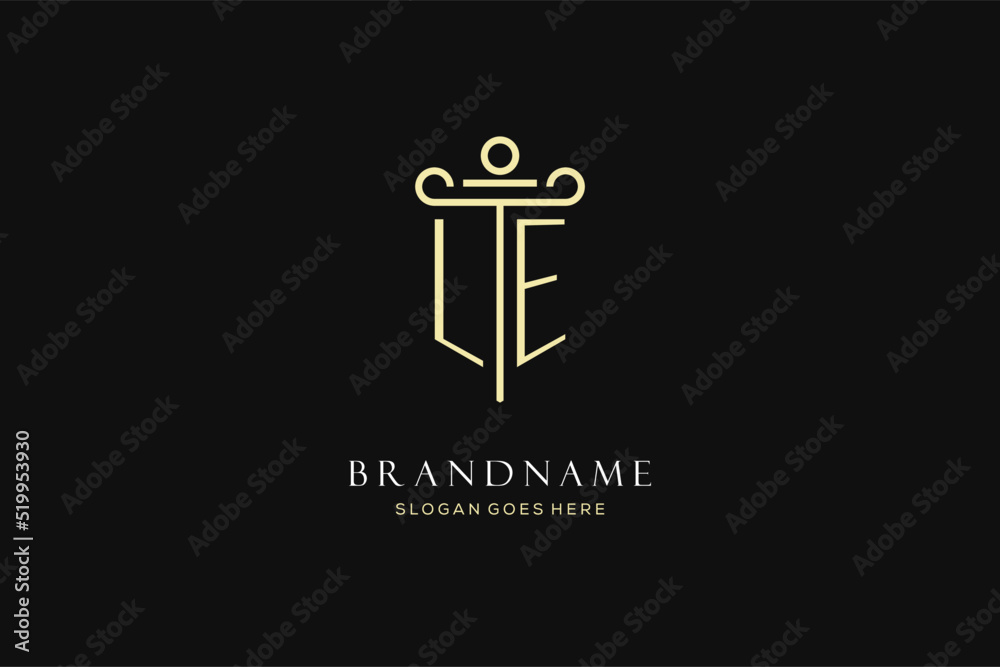 Luxury modern monogram LE logo for law firm with pillar icon design ...