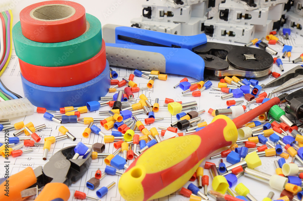 Electrical tools and materials for the installation of an electrical ...