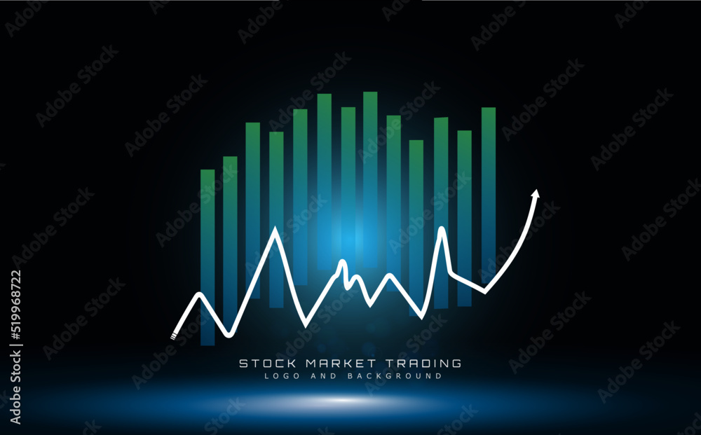 Stock market chart logo on futuristic dark blue background. Forex ...