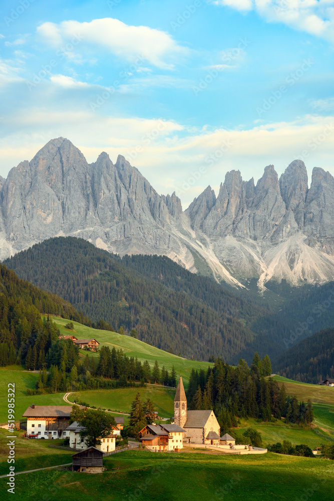 Stunning view of the Funes Valley (Val di Funes) with the Santa ...
