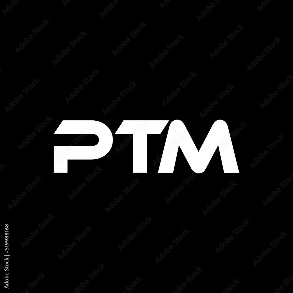 PTM letter logo design with black background in illustrator, vector ...
