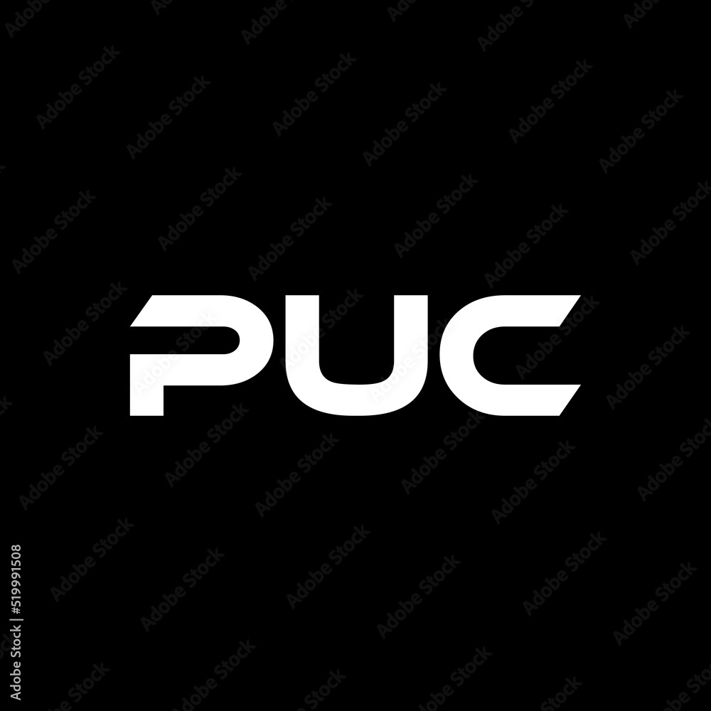 PUC letter logo design with black background in illustrator, vector ...