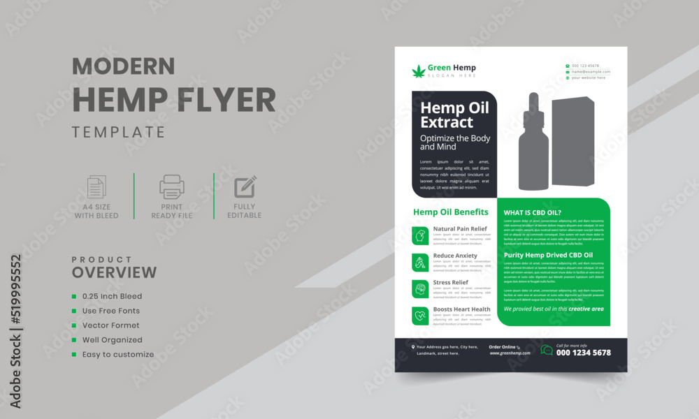 Hemp product flyer template | Hemp product brochure | Cannabis Flyer ...