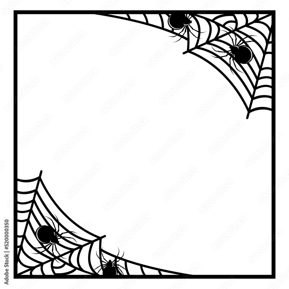 Halloween monogram border with spider web svg file, Square halloween ...