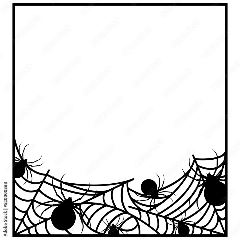 Square halloween border with spider web svg file, Monogram frame svg ...