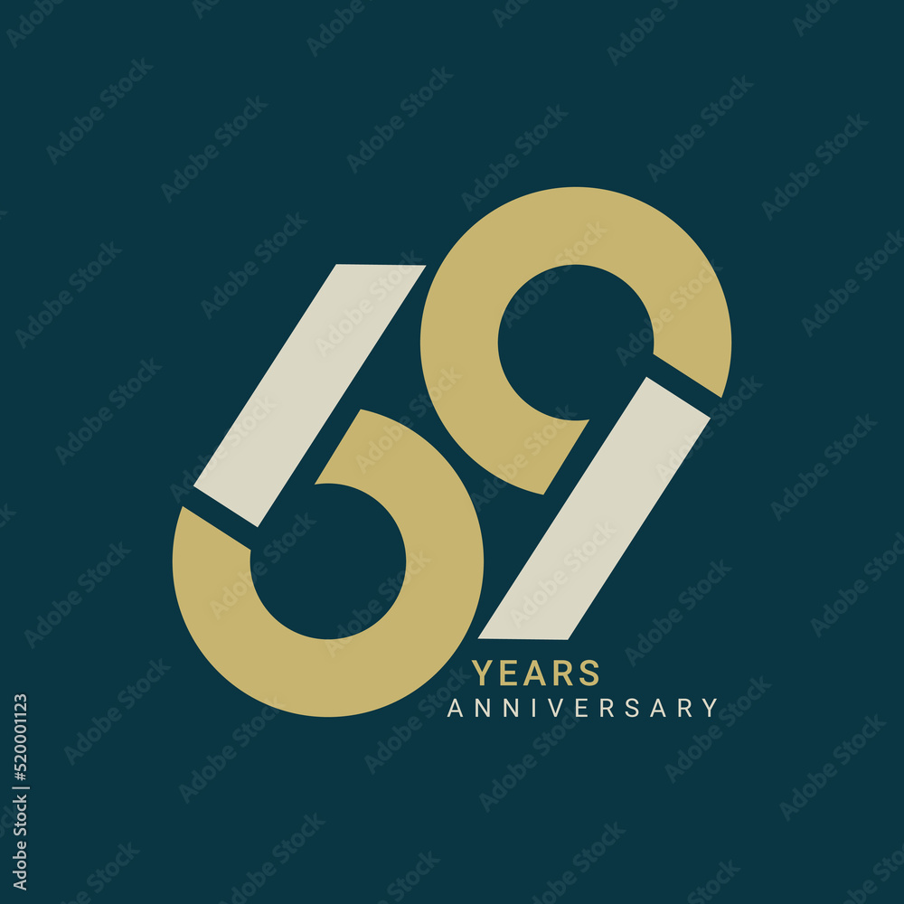 69 Year Anniversary Logo, Vector Template Design element for birthday ...