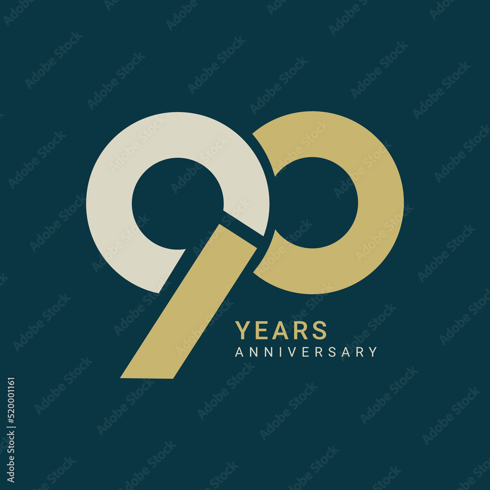 90 Year Anniversary Logo, Vector Template Design element for birthday ...