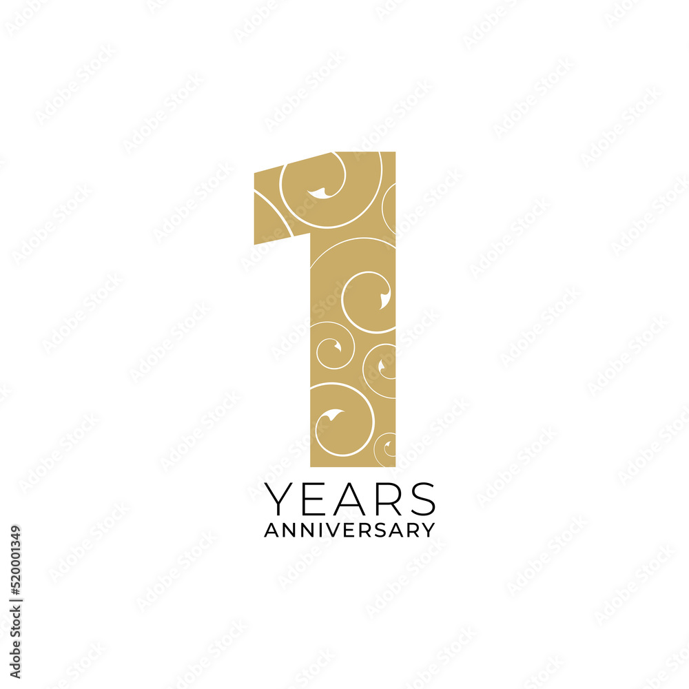 1 Year Anniversary Logo, 1 birthday, Vector Template Design element for ...