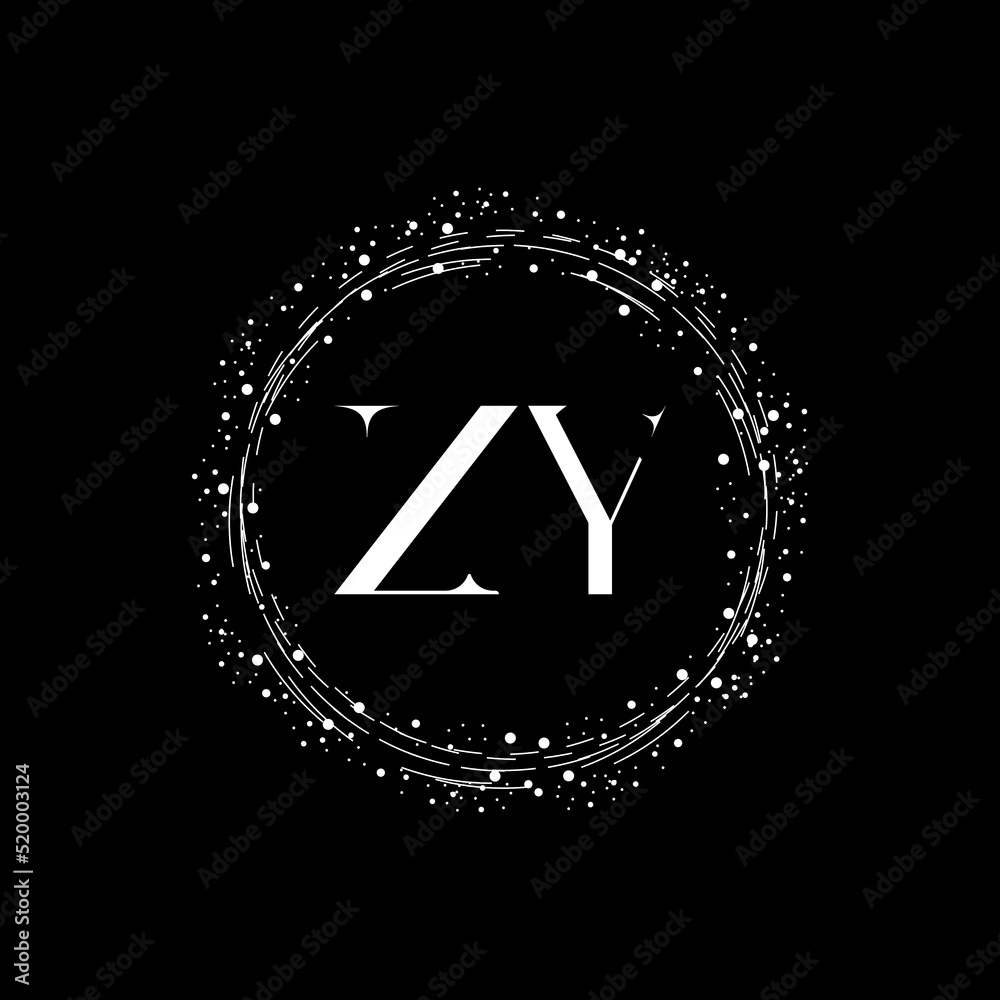 Initial ZY Abstract Modern Letter Logo Design vector With Black ...