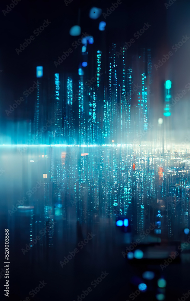 Abstract blue futuristic background, data center, data transfer, rays ...