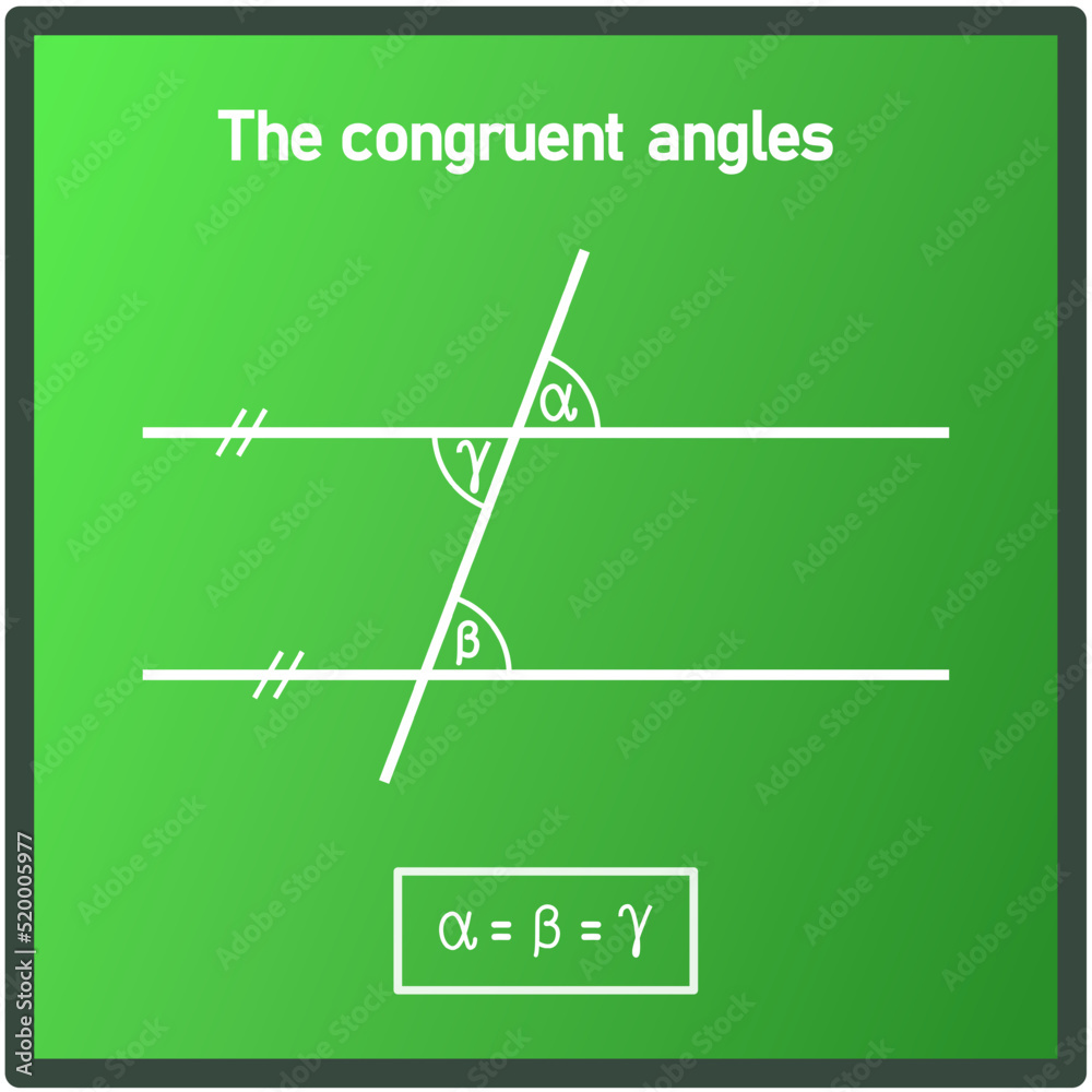 Graphical expression of congruent angles using two parallel lines, on a ...