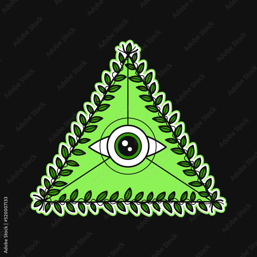 Pyramid with eye t-shirt print design. Vector retro vintage cartoon ...