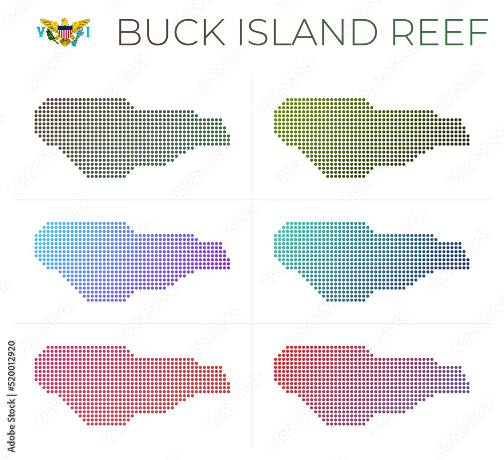 Buck Island Reef dotted map set. Map of Buck Island Reef in dotted ...