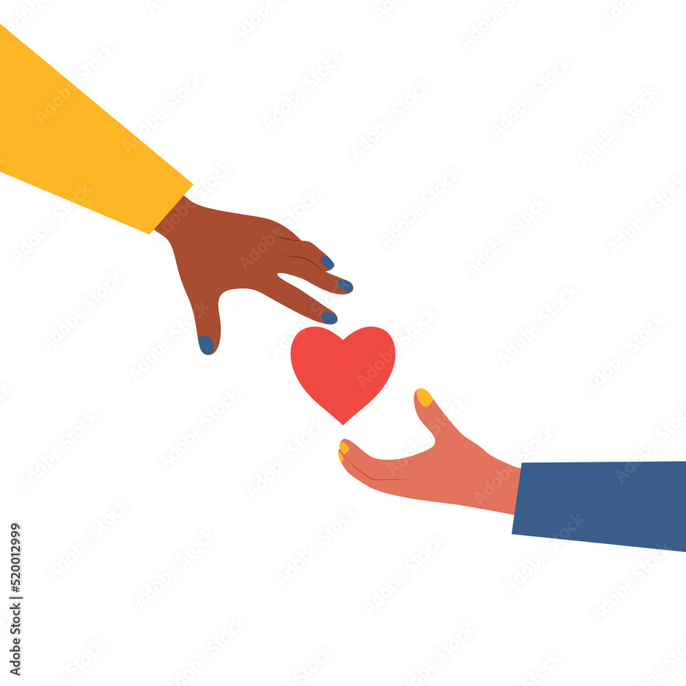 Two hands with heart, Love and Care, Support concept, Giving help ...