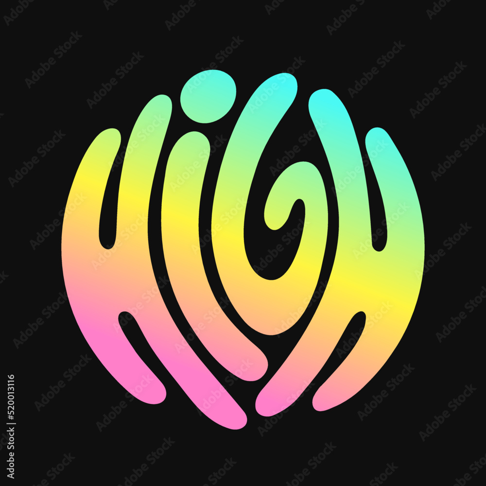 High circle quote,text logo. Vector hand drawn lettering cartoon ...