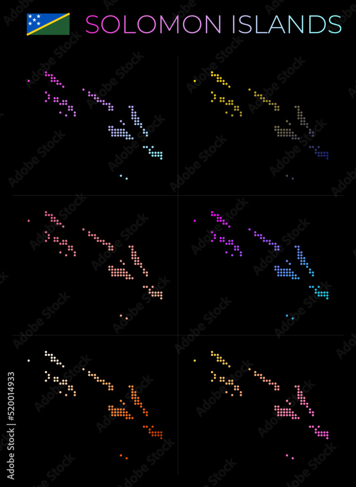Solomon Islands dotted map set. Map of Solomon Islands in dotted style ... Solomon Islands dotted map set. Map of Solomon Islands in dotted style ...