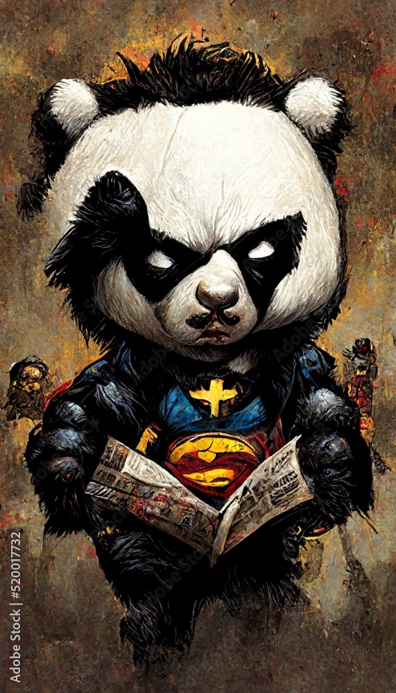 Portrait of a fantasy superhero panda. Ambitious and brave hero panda ...