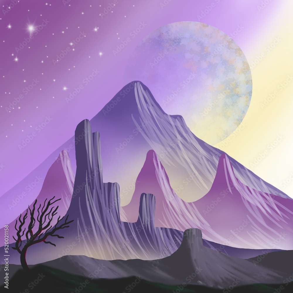 Fantasy Moon Stock Illustration | Adobe Stock