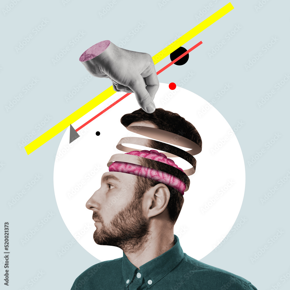 Problems and opportunities of the human brain. Art collage. Stock Photo ...
