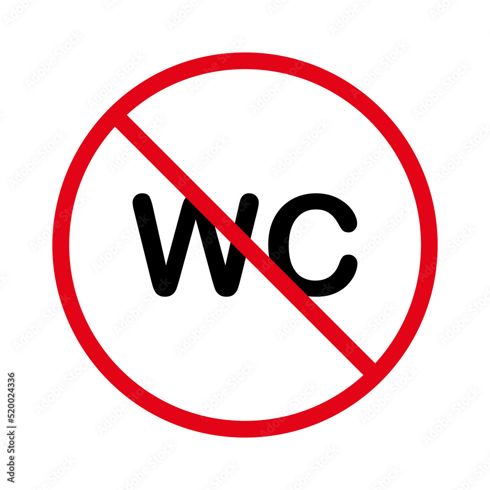 WC Prohibited Zone Banner. Caution Toilet Ban Black Silhouette Icon ...
