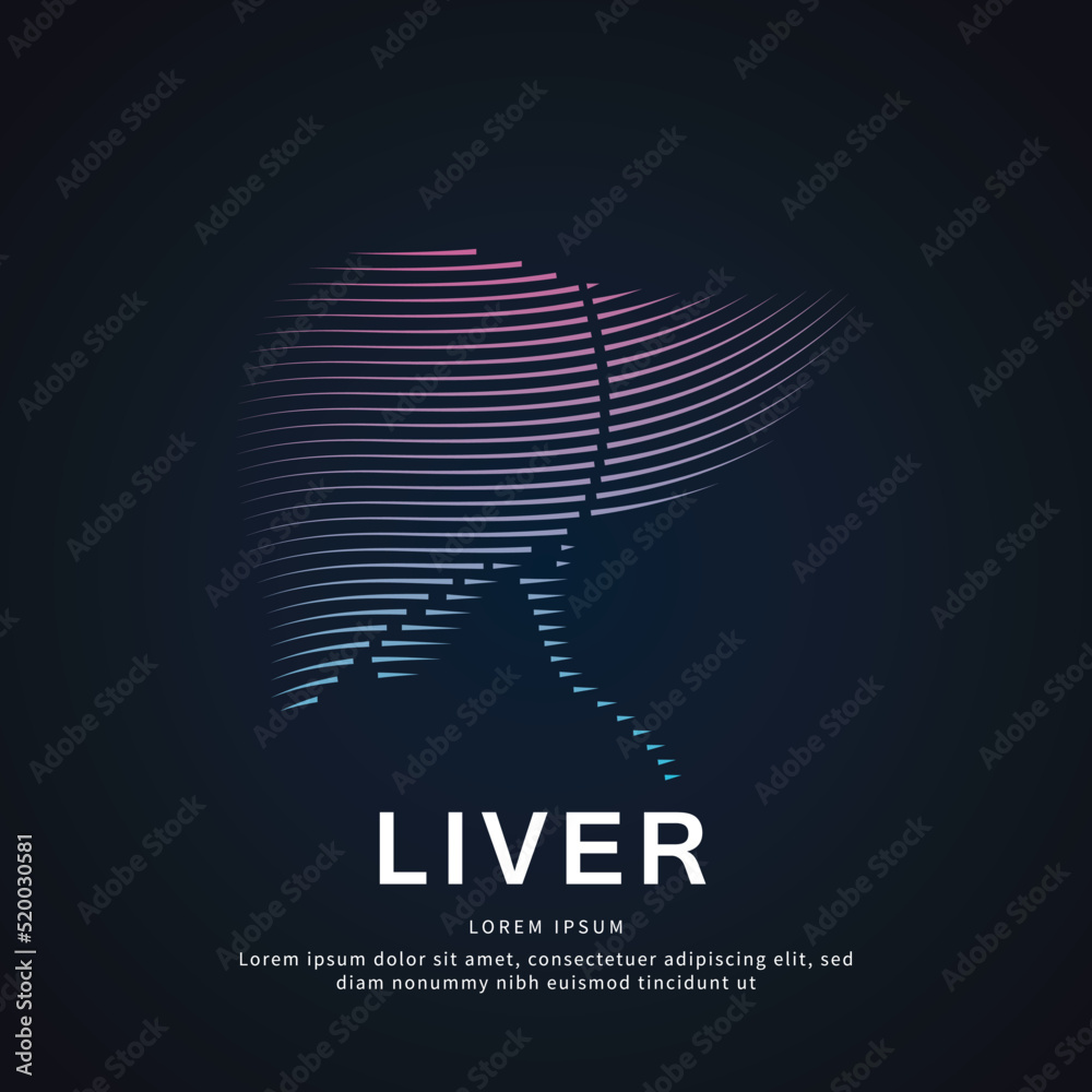 Human liver medical structure. Creative simple line art Vector logo ...