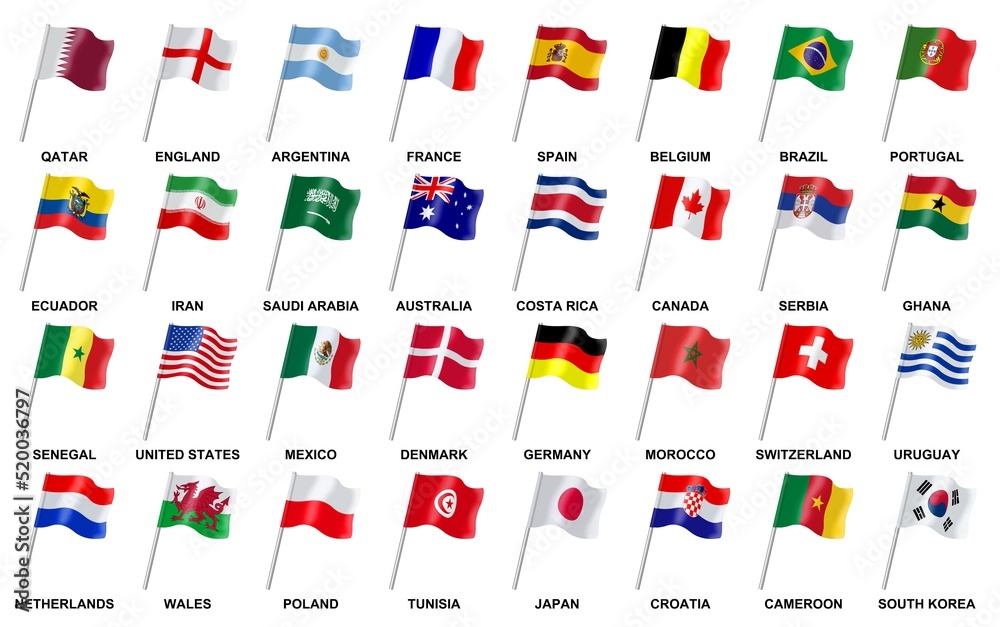 flags of different countries on a white background Stock Illustration ...