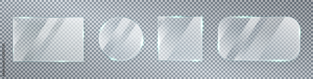 Glass window texture set. Glossy mirror panel. Bright screen effect ...