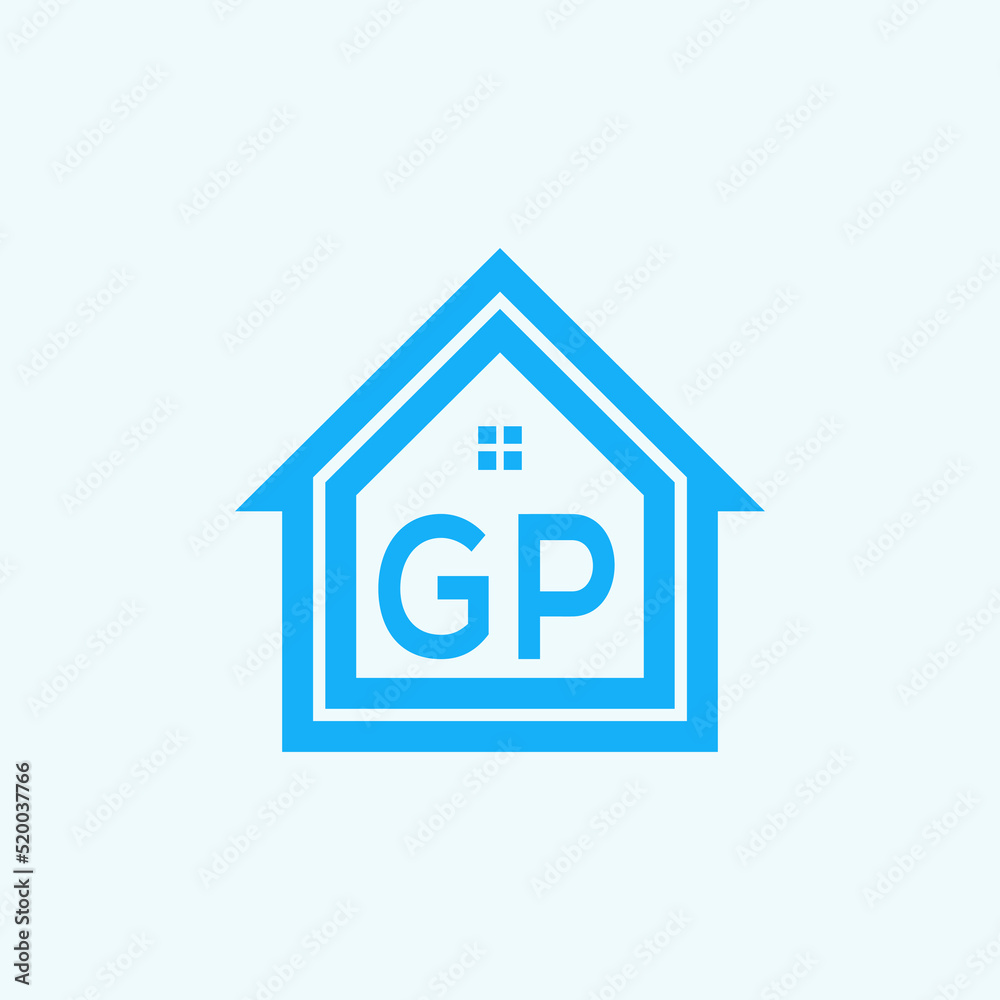 Logo Initial Letters GP Roof Home Real Estate, Construction Stock ...