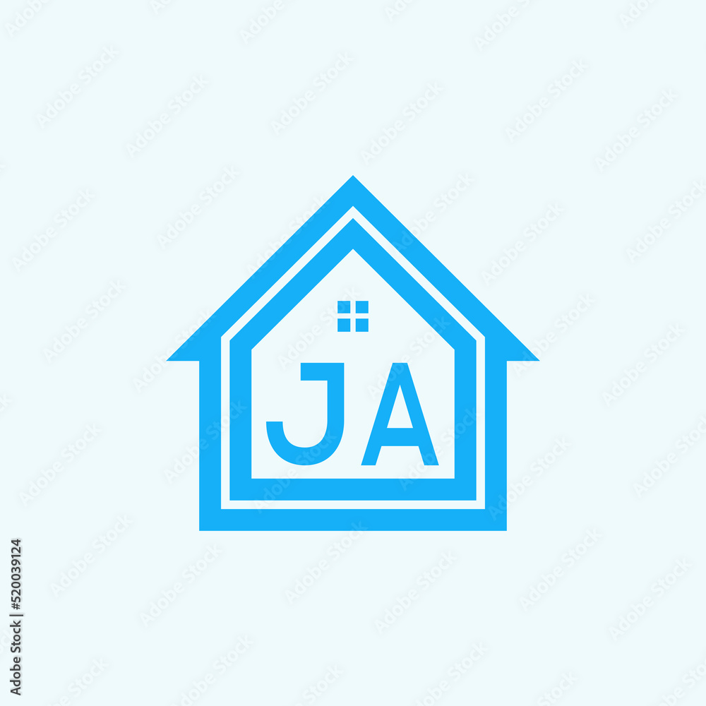 Logo Initial Letters JA Roof Home Real Estate, Construction Stock ...