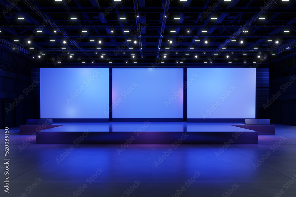 Empty stage Design for mockup and Corporate identity,Display.Platform elements in hall.Blank ...