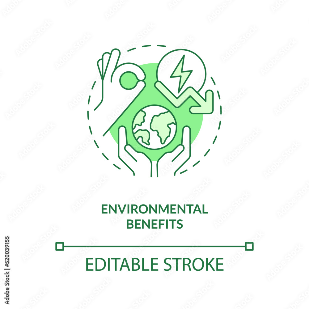 Environmental benefits green concept icon. Energy efficiency benefit ...