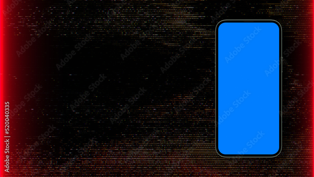 Blank Smartphone mobile screen white red light leak on Glitch noise ...