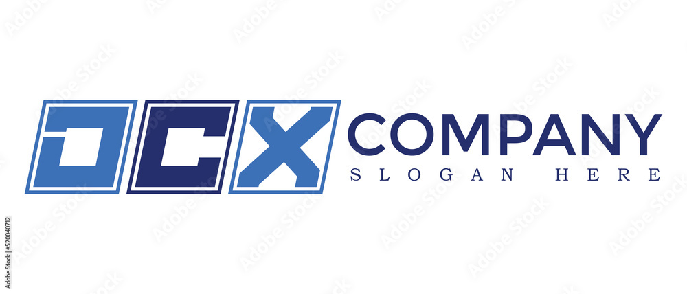 DCX three Letter Rounded rectangle boxes shape element symbol digital initial technology Media ...